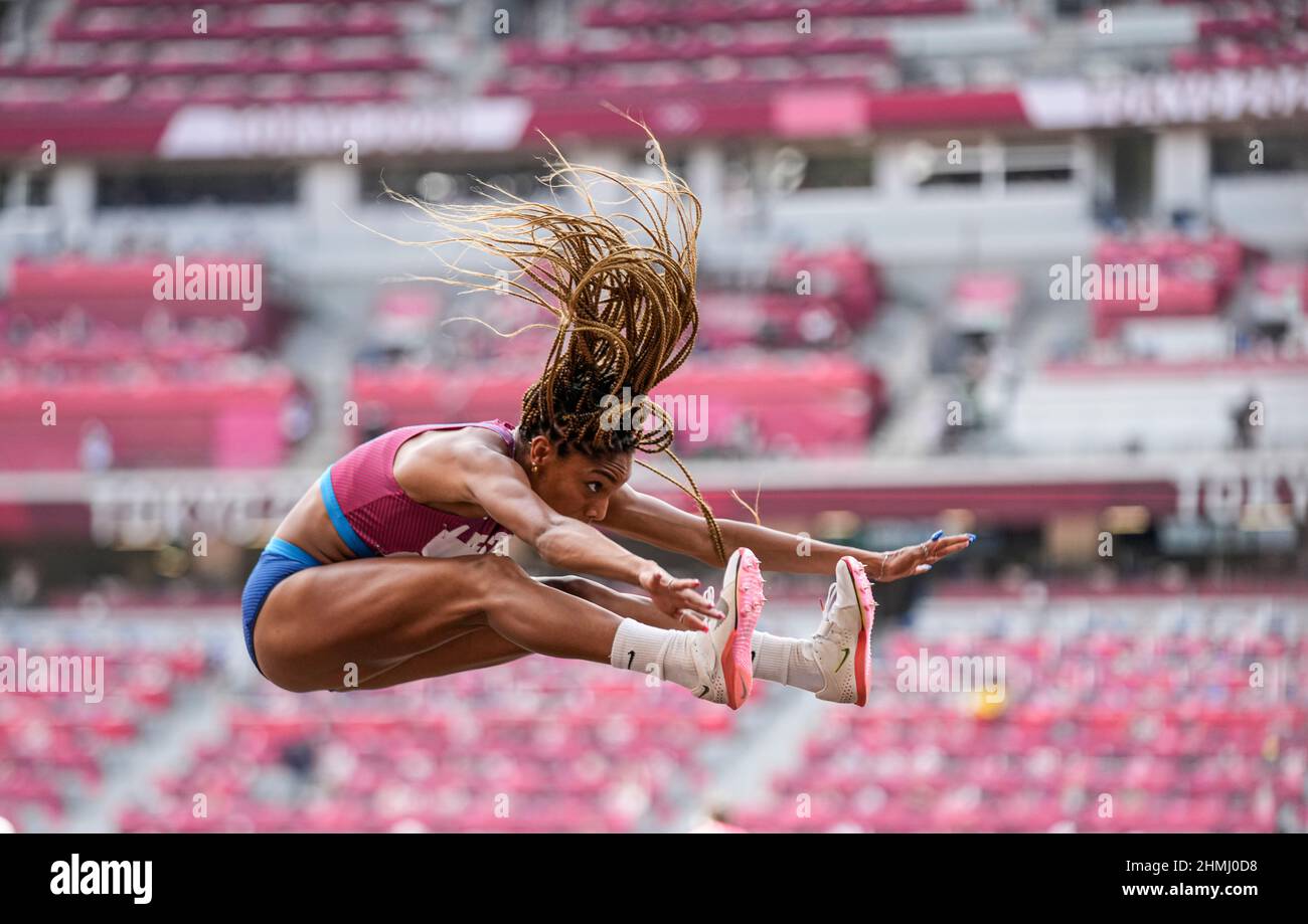 Tara Davis participating in the Tokyo 2020 Olympic Games in the long ...