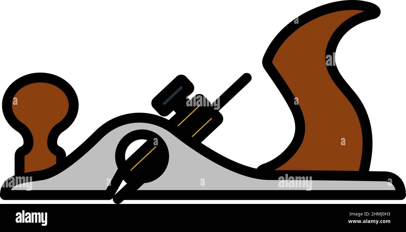 Jack-plane Tool Icon. Editable Bold Outline With Color Fill Design ...