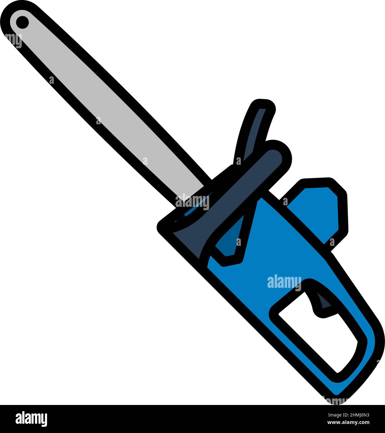 Chain Saw Icon. Editable Bold Outline With Color Fill Design. Vector ...