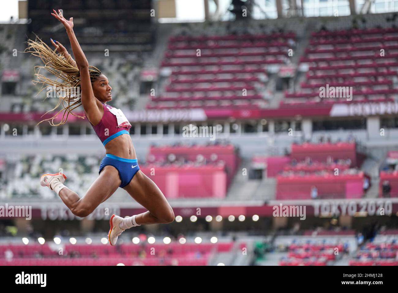 Tara Davis participating in the Tokyo 2020 Olympic Games in the long ...
