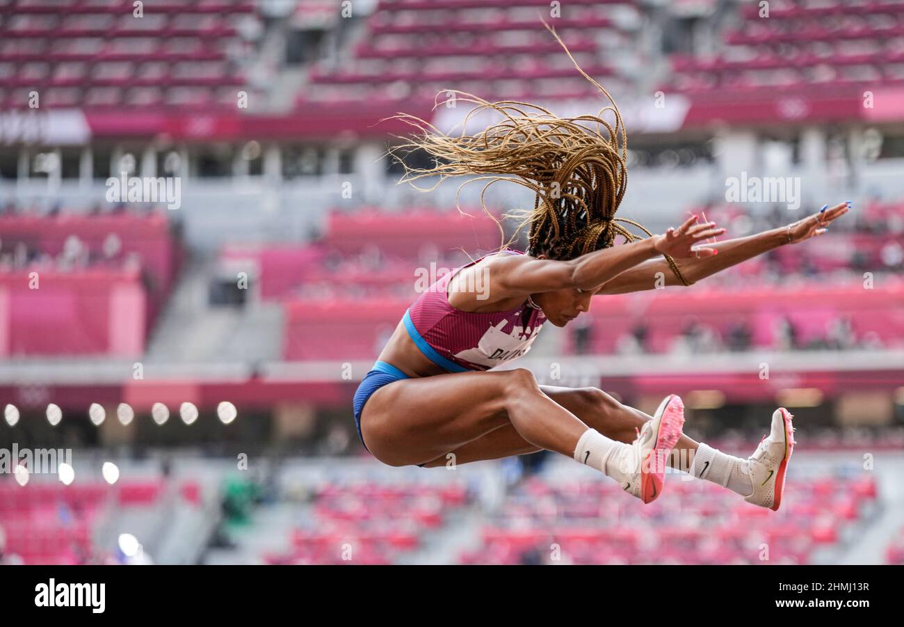 Tara Davis participating in the Tokyo 2020 Olympic Games in the long ...