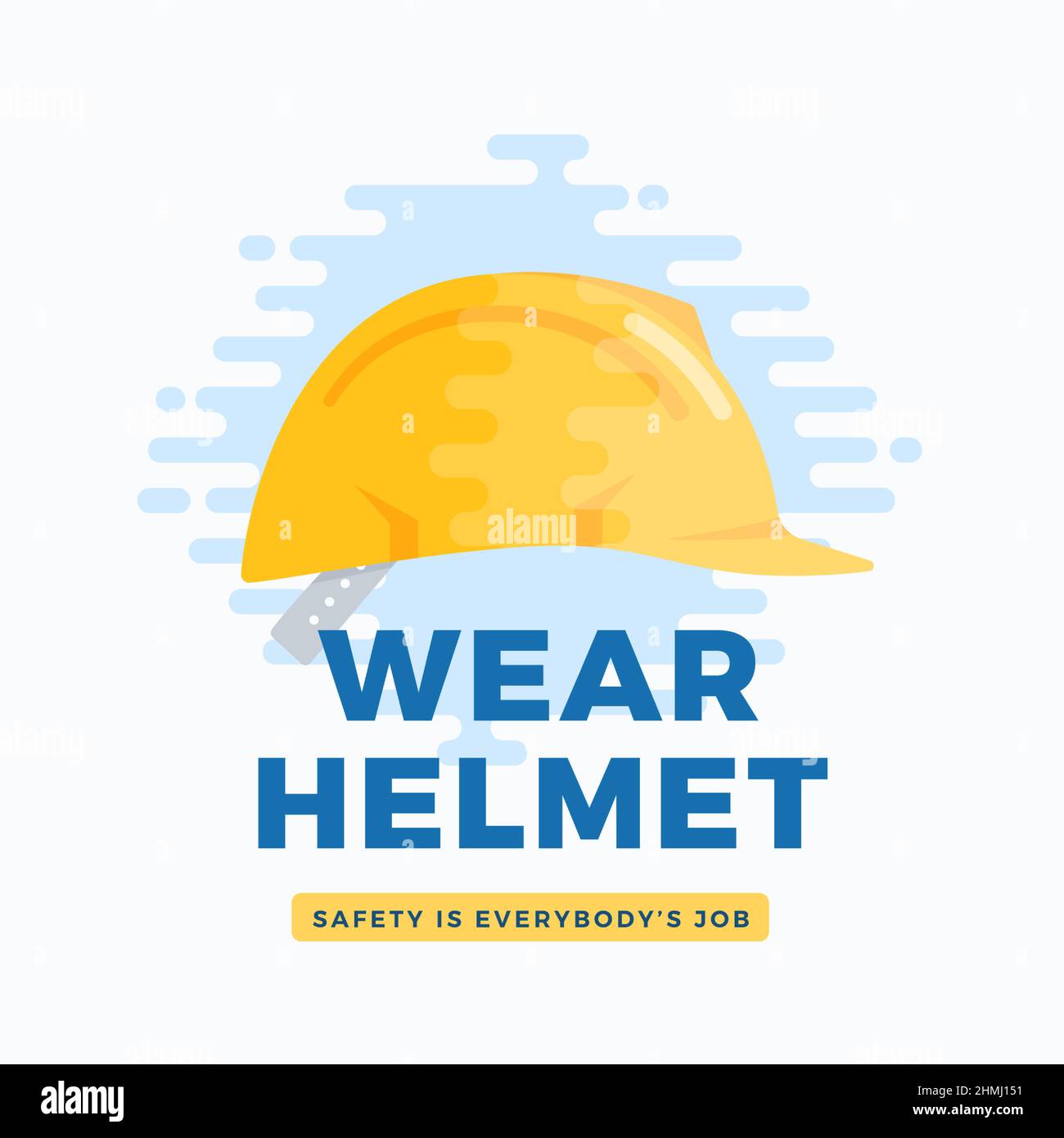 Wear safety helmet warning label. Flat style construction hardhat icon ...