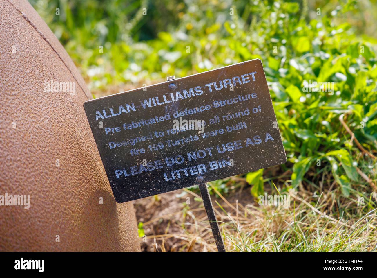 Information sign by a rusting Allan Williams Turret pre-fabricated for ...