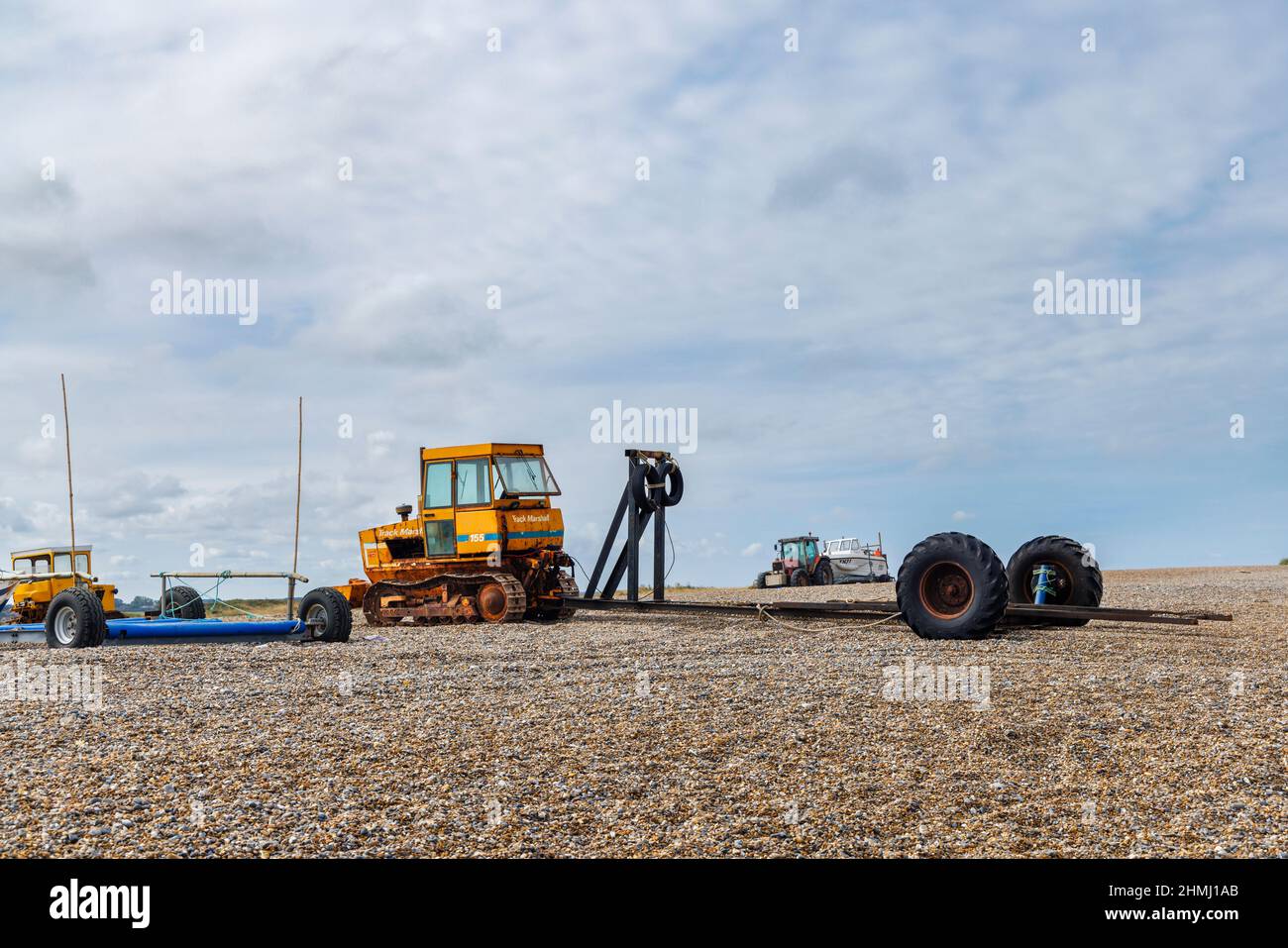 A vintage TrackMarshall 155 crawler dozer tractor on a shingle beach ...