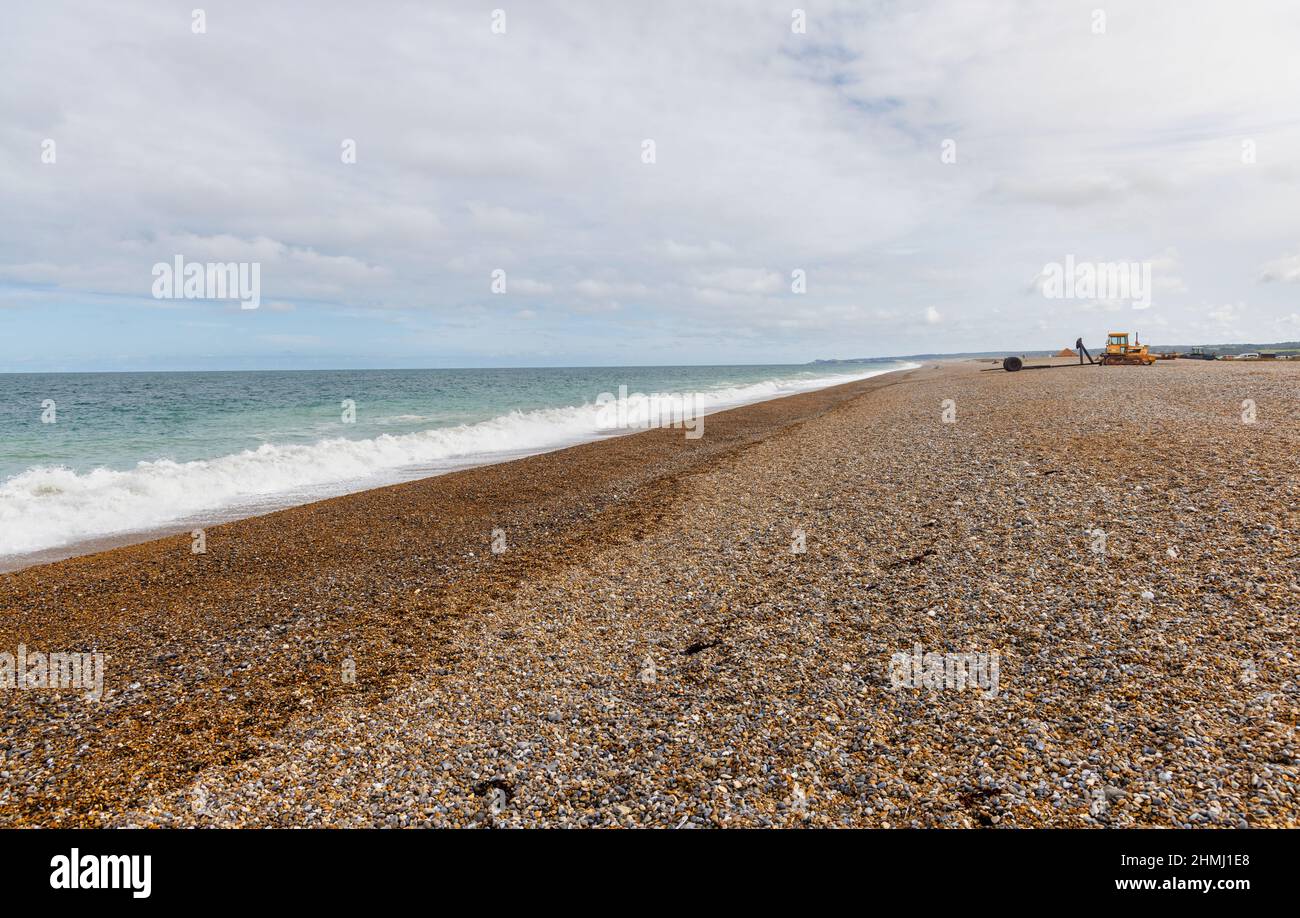 Shingle beach and a vintage Track Marshall 155 crawler dozer tractor ...