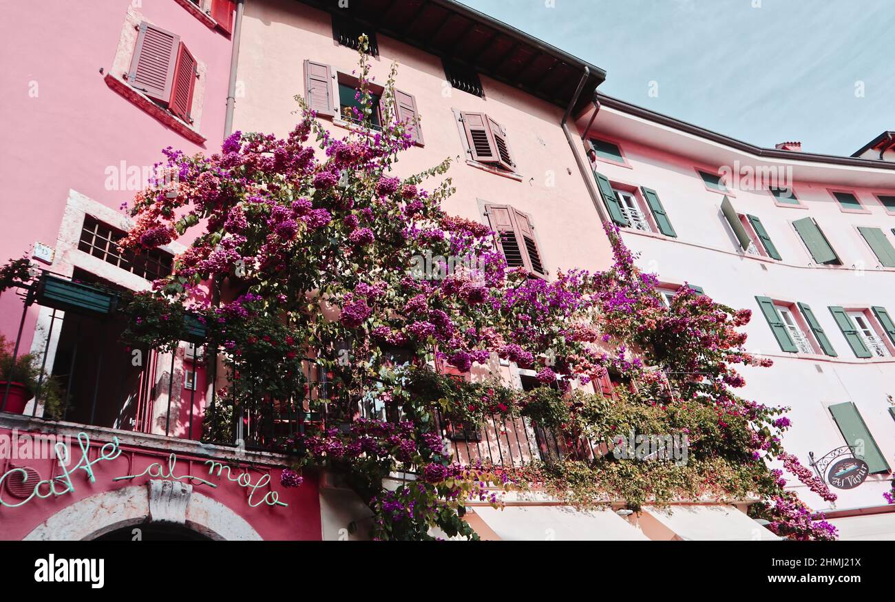 Beautiful shot of a building in the city center of Limone, Italy Stock ...