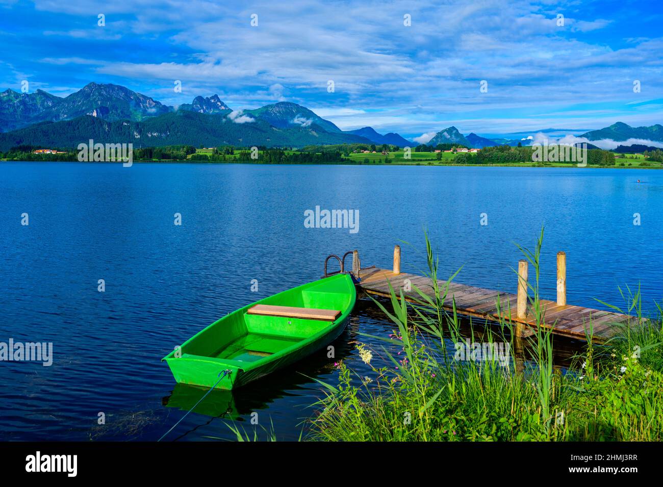 Lake Hopfensee near Fuessen - View of Allgaeu Alps, Bavaria, Germany ...