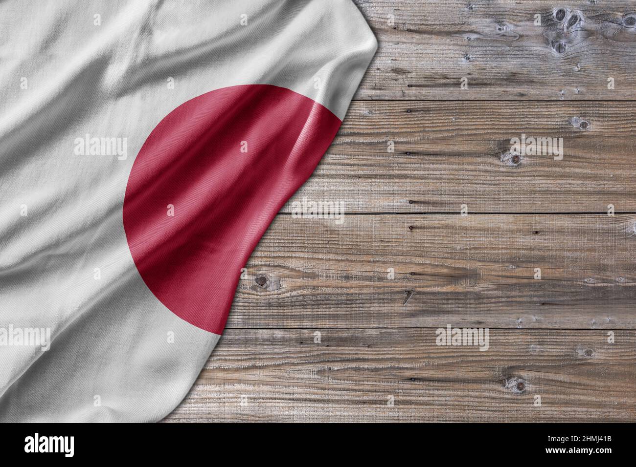 Wooden pattern old nature table board with Japan flag Stock Photo - Alamy