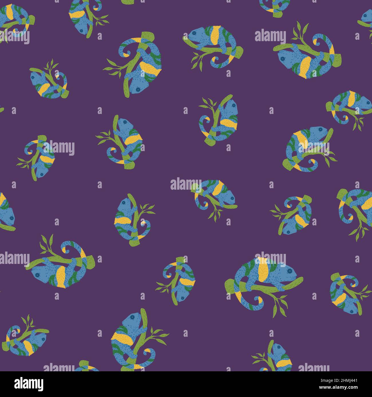 Chameleon seamless pattern. Background of tropical lizard. Repeated ...