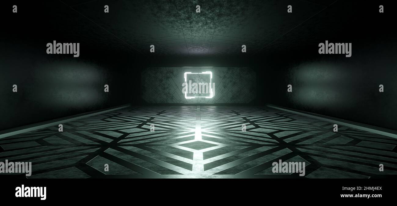 Empty Blank Scifi Metallic Cement Interior Cyberpunk Effect Grey Colors ...