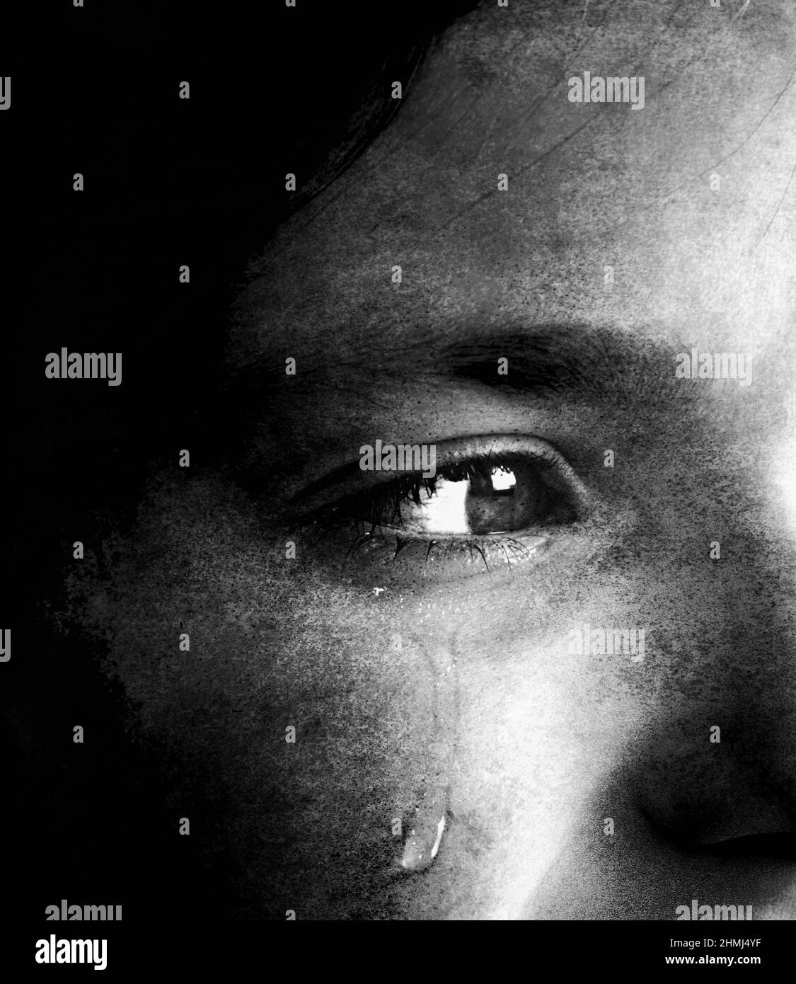 Closeup of Crying face of person with texture emotions emotional Stock ...