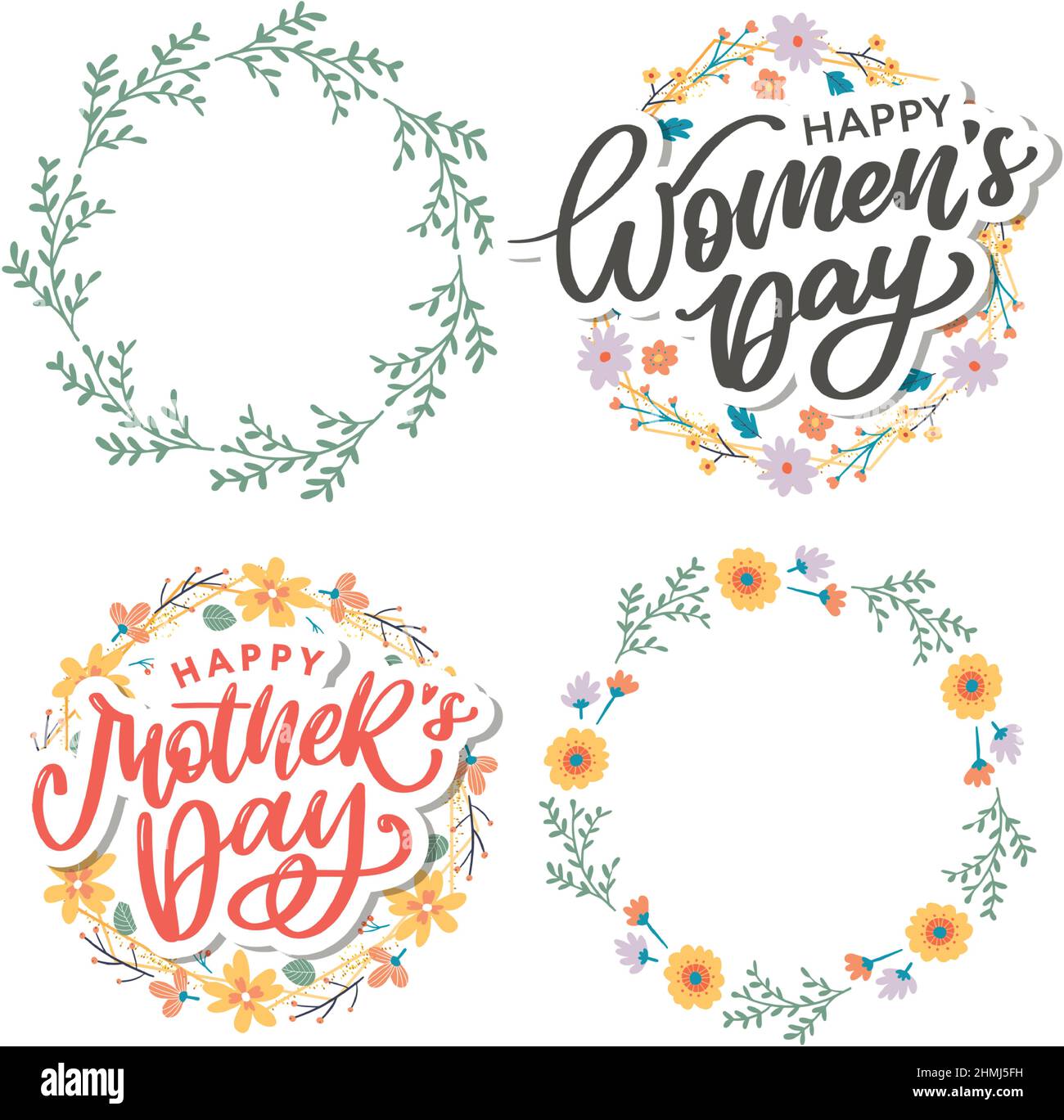 Women's Day hand drawn lettering. Red text isolated on white for ...