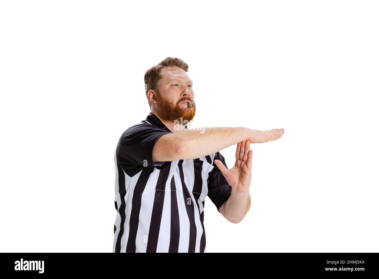 Half-length portrait of sport referee wearing field judge uniform ...
