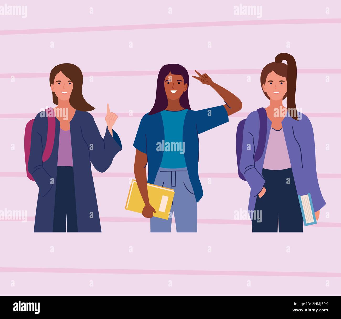 three female students characters Stock Vector Image & Art - Alamy