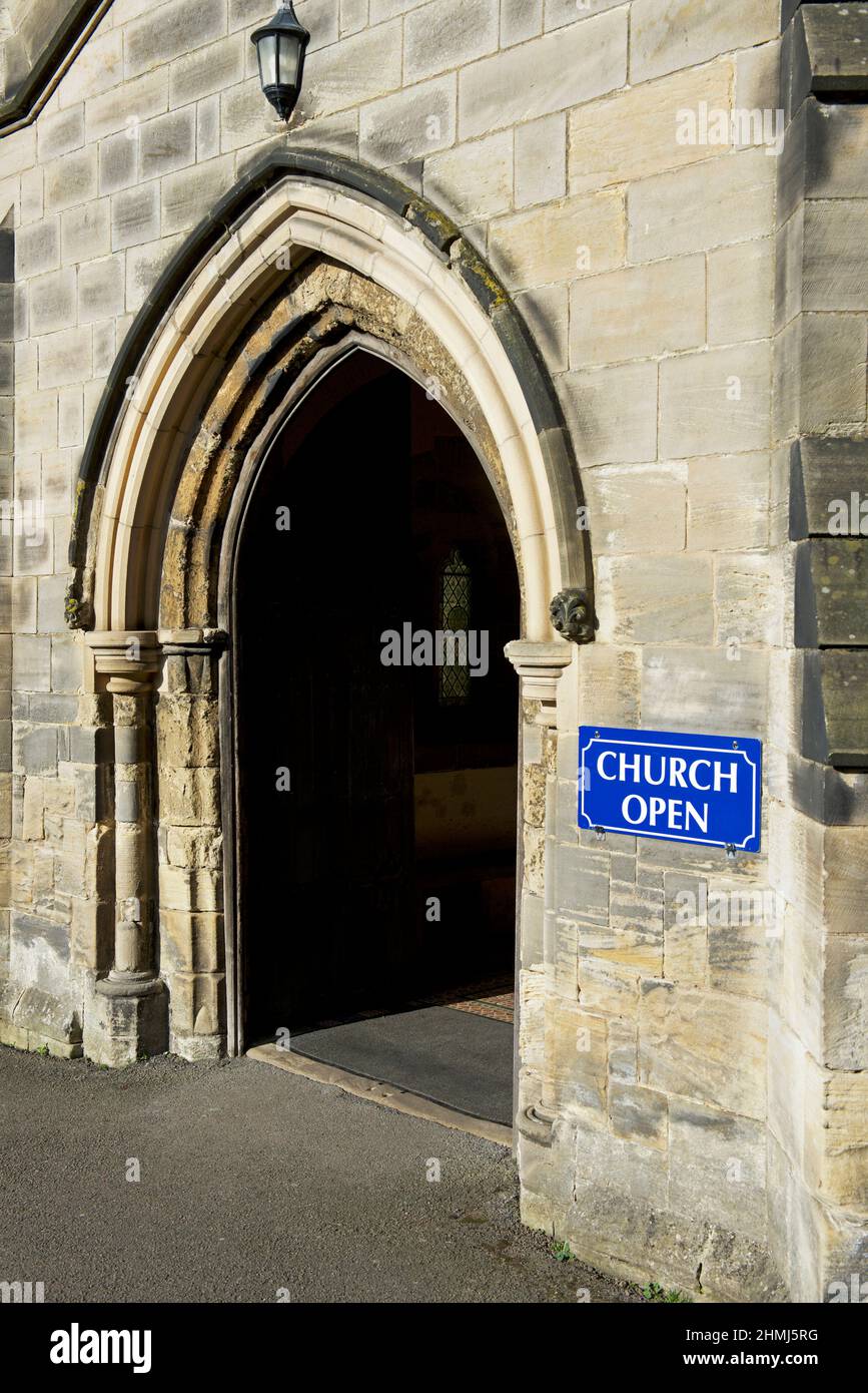 Church porch with open sign, England UK Stock Photo - Alamy