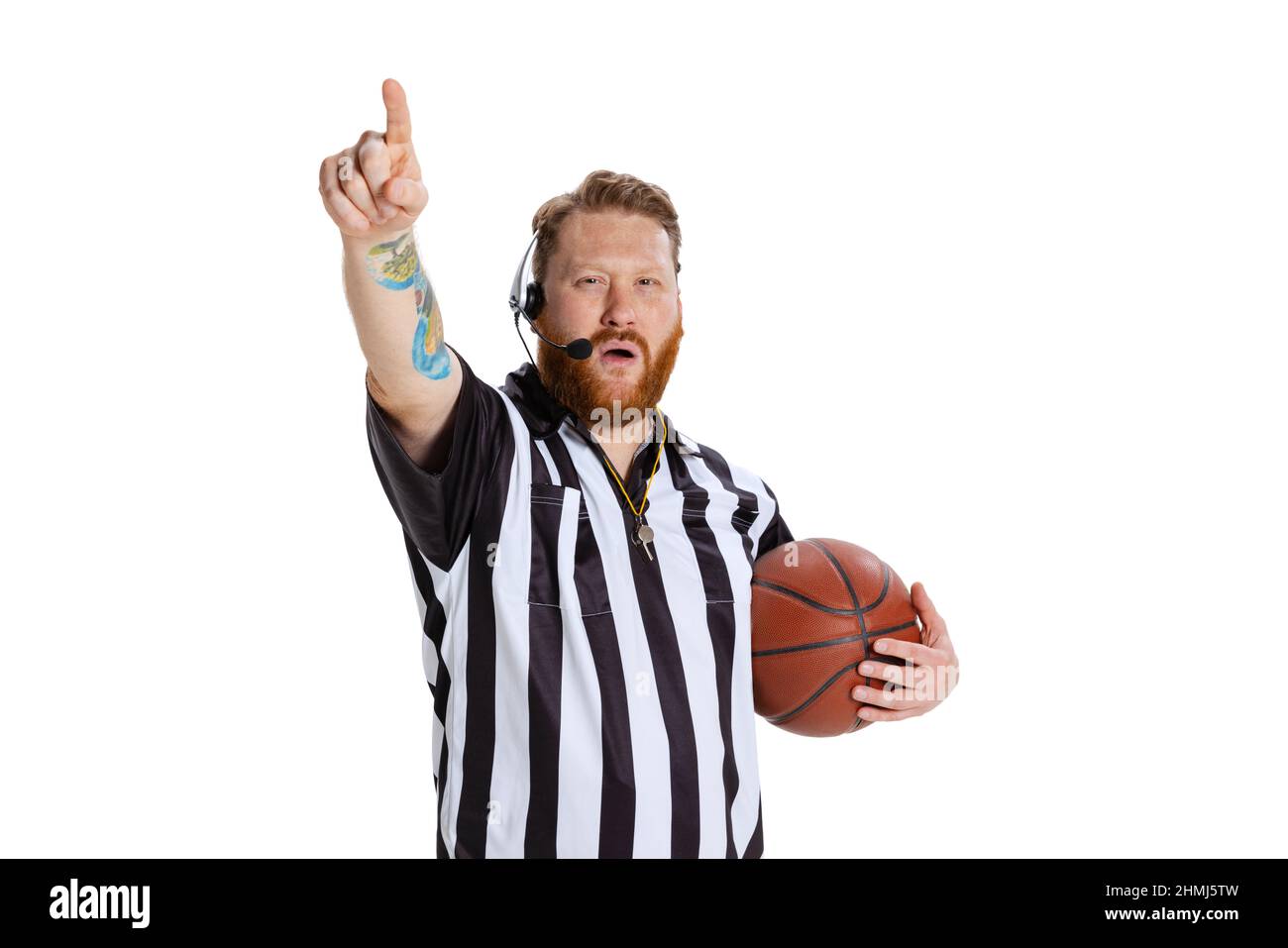 Half-length portrait of sport referee wearing field judge uniform ...