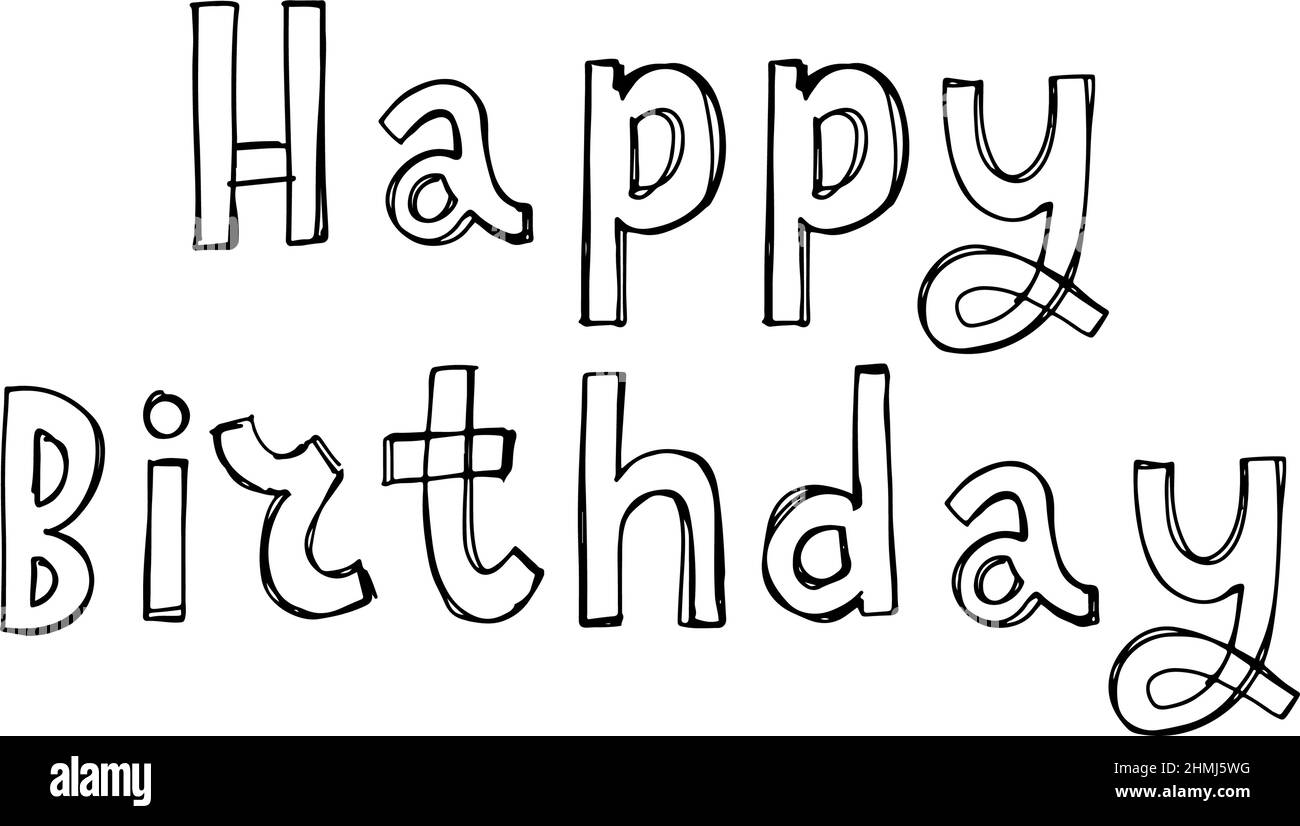 Happy Birthday Brush Script Style Hand lettering. Retro Vintage Custom ...