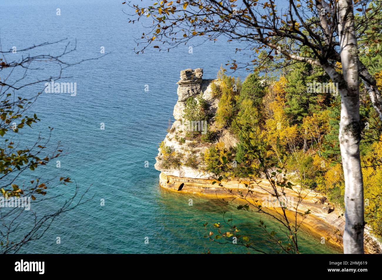 Miners Castle rock formation along Lake Superior in the fall, at ...
