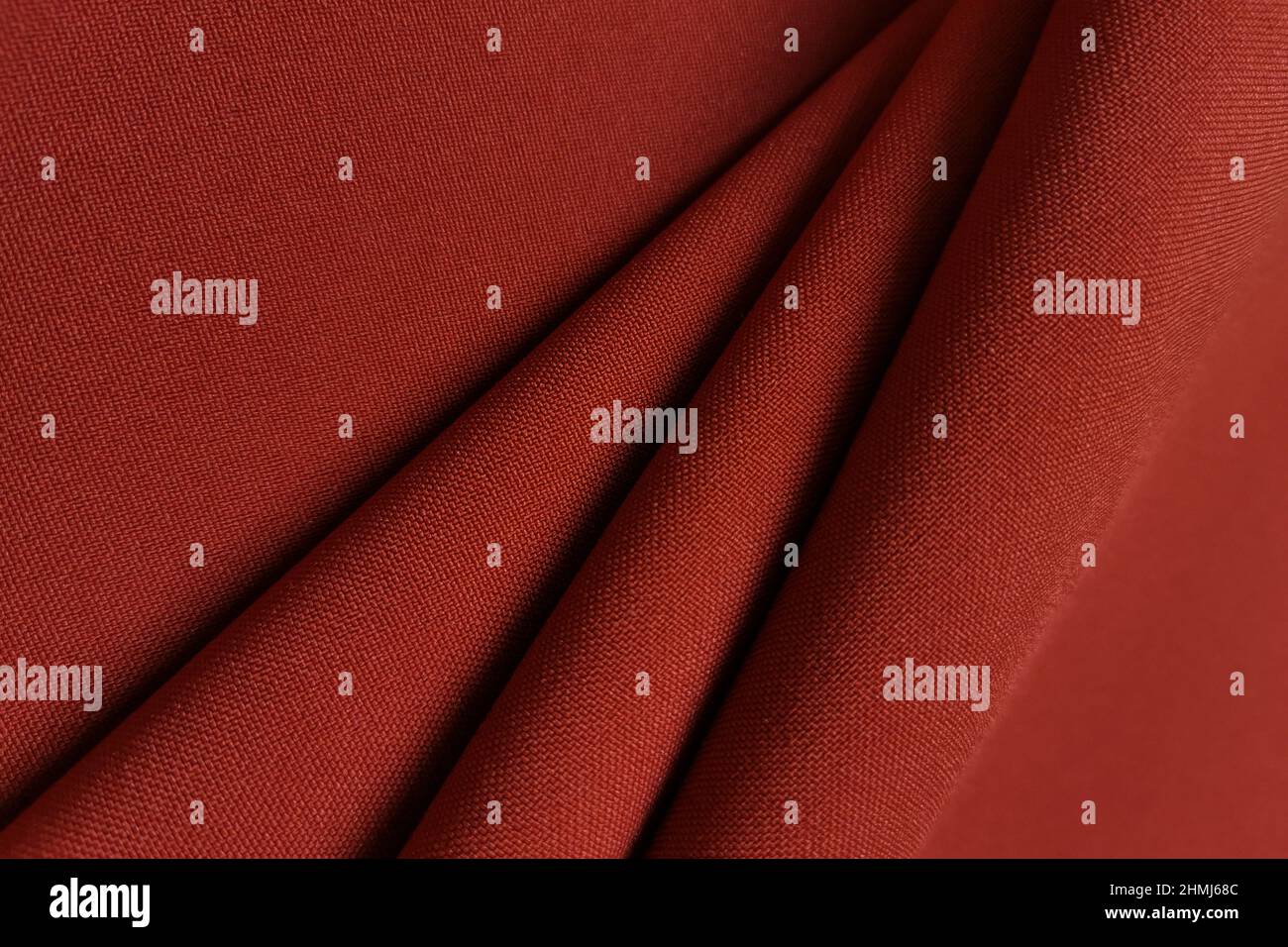 Red crumpled or wavy fabric texture background. Abstract linen cloth ...