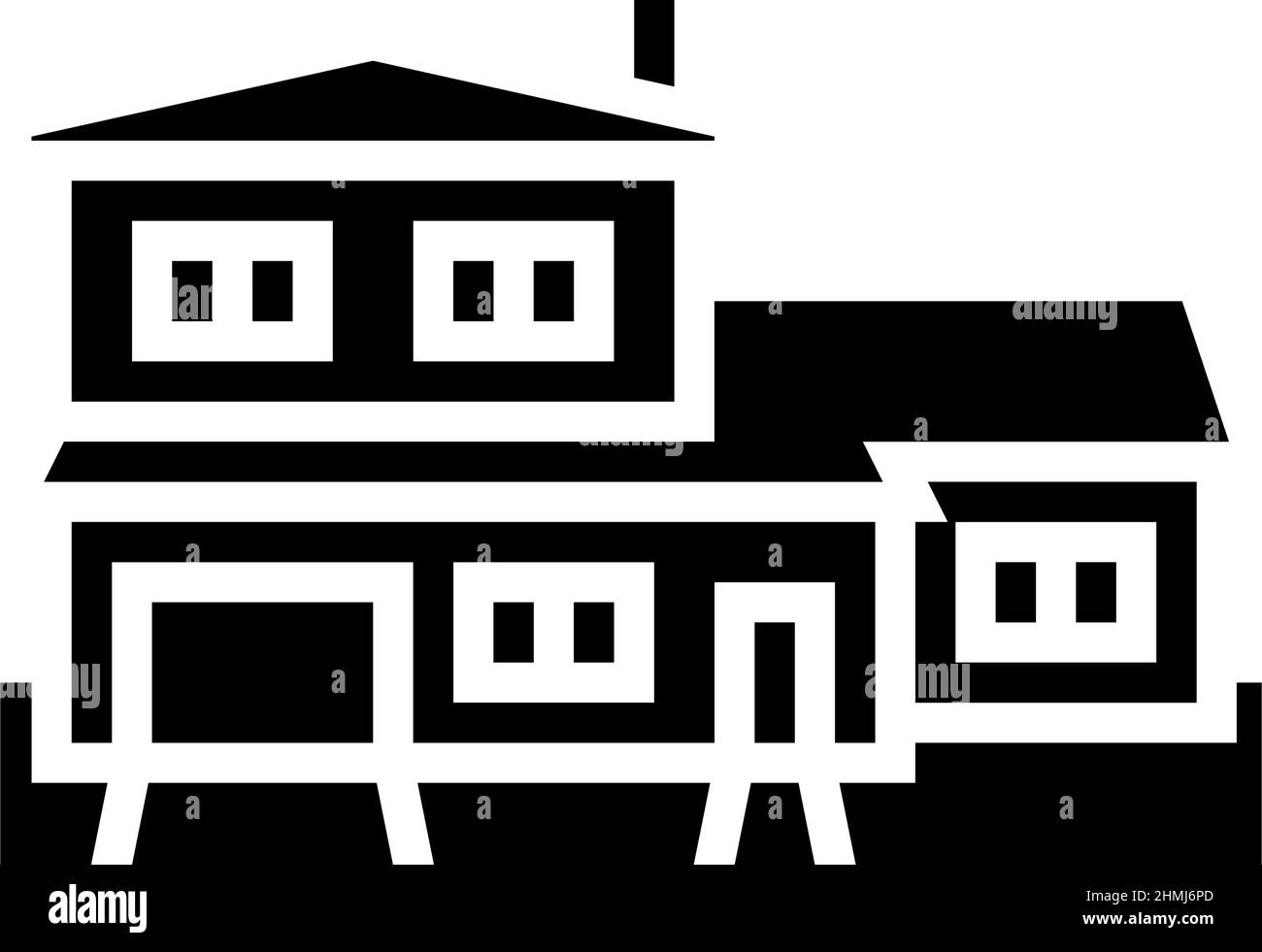 split-level house glyph icon vector illustration Stock Vector Image ...