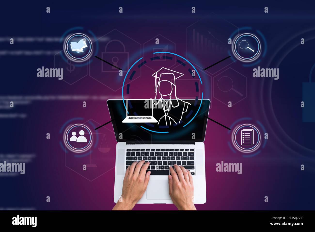 e-learning education concept, learning online with webinar, video ...