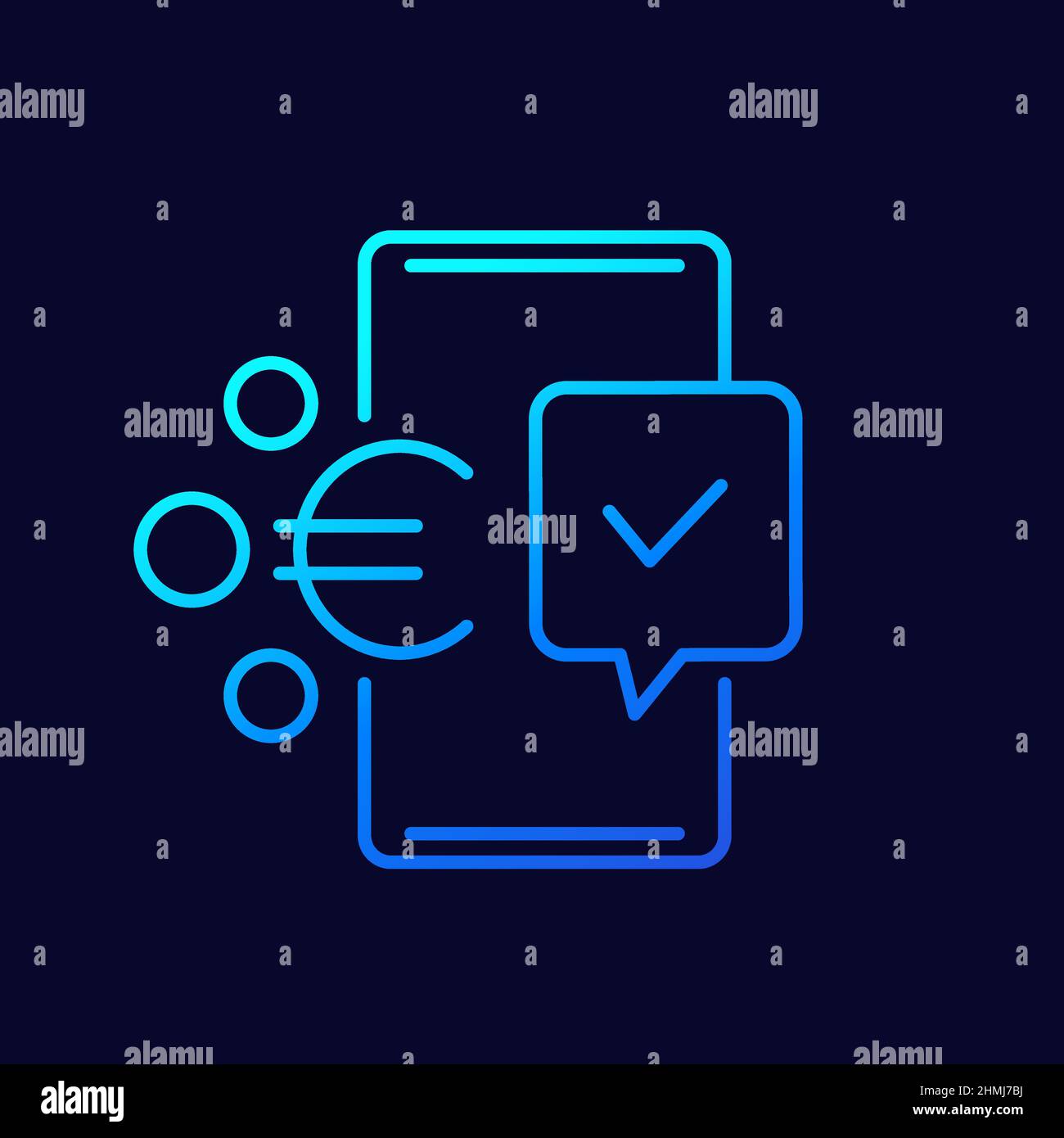 Mobile payment line icon with euro, vector Stock Vector Image & Art - Alamy