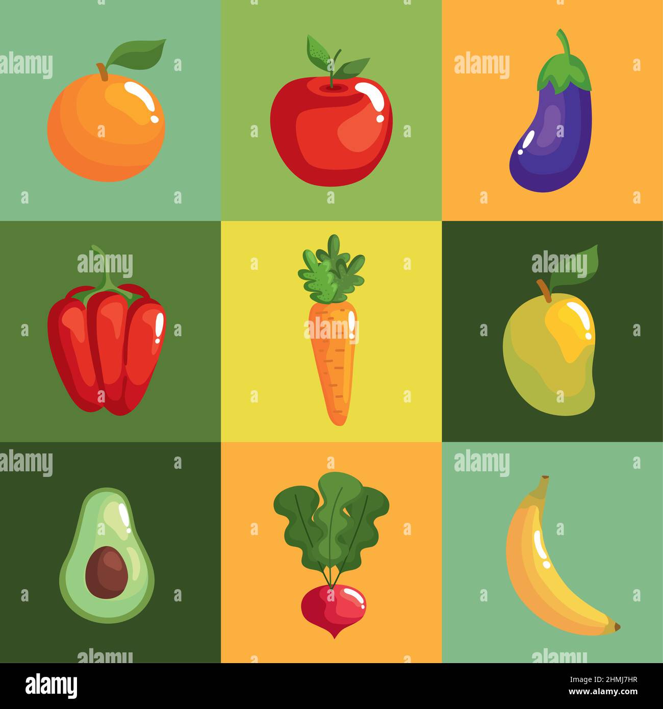 nine healthy food icons Stock Vector Image & Art - Alamy