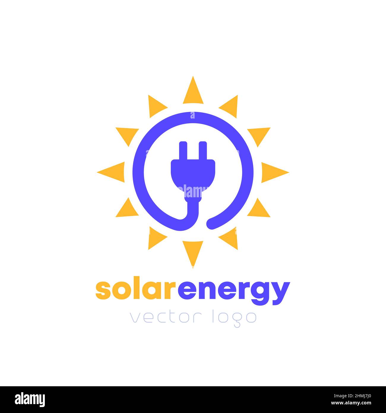 solar energy logo, sun and electric plug, vector Stock Vector Image ...