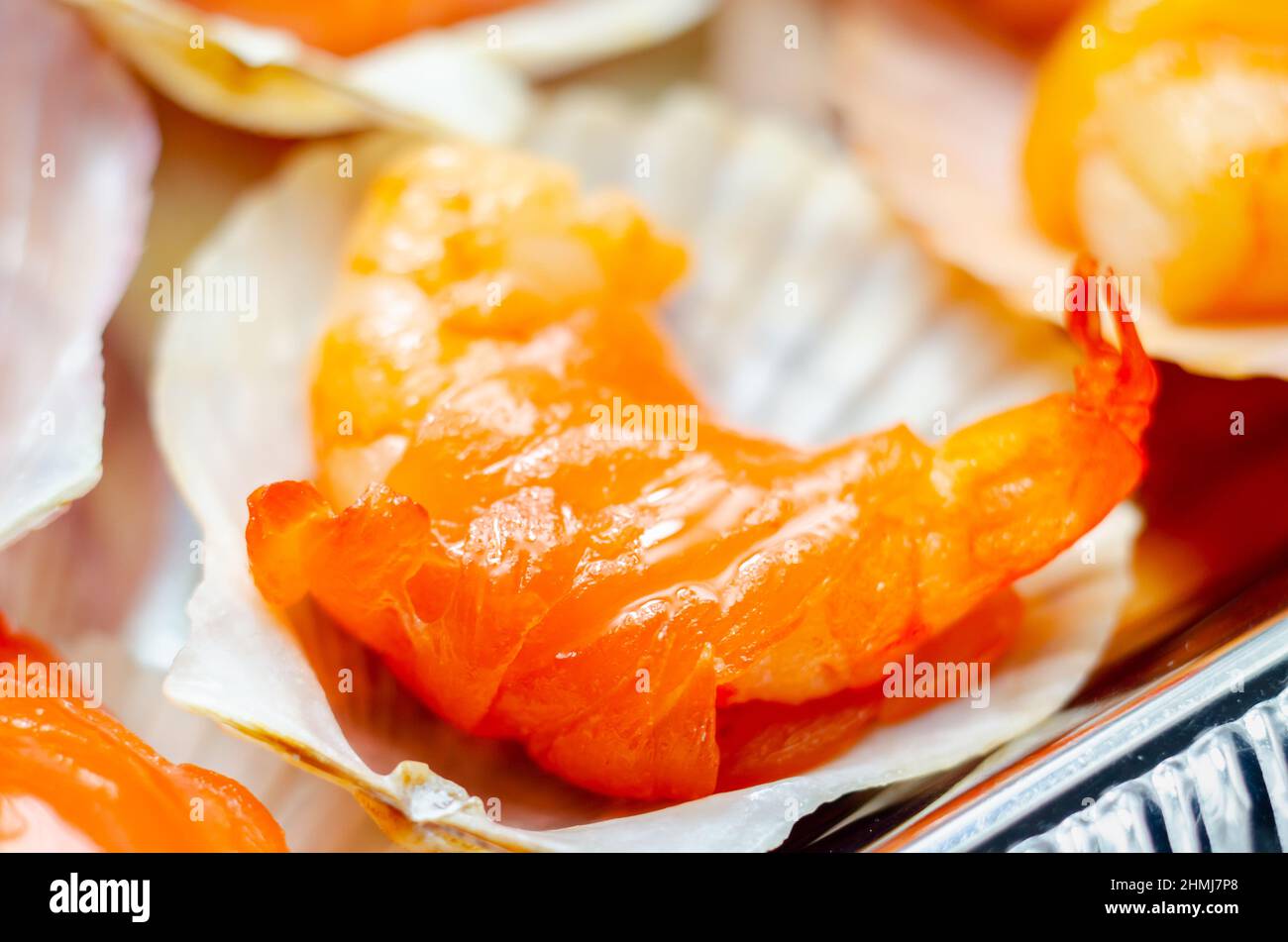 Warm water prawns wrapped in Scottish salmon cured with sea salt and ...