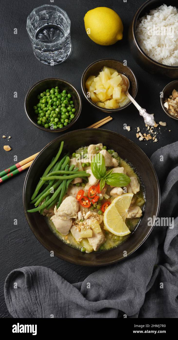 Thai food chicken green curry with coconut Stock Photo - Alamy