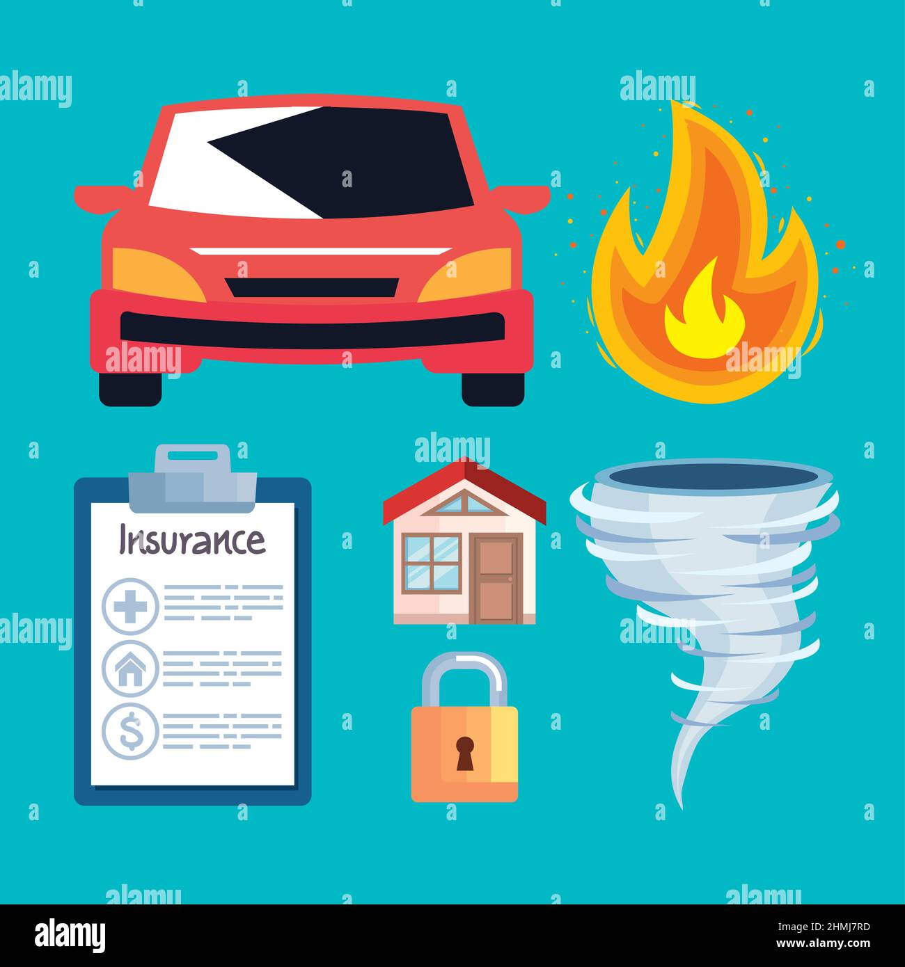 six insurance service icons Stock Vector Image & Art - Alamy