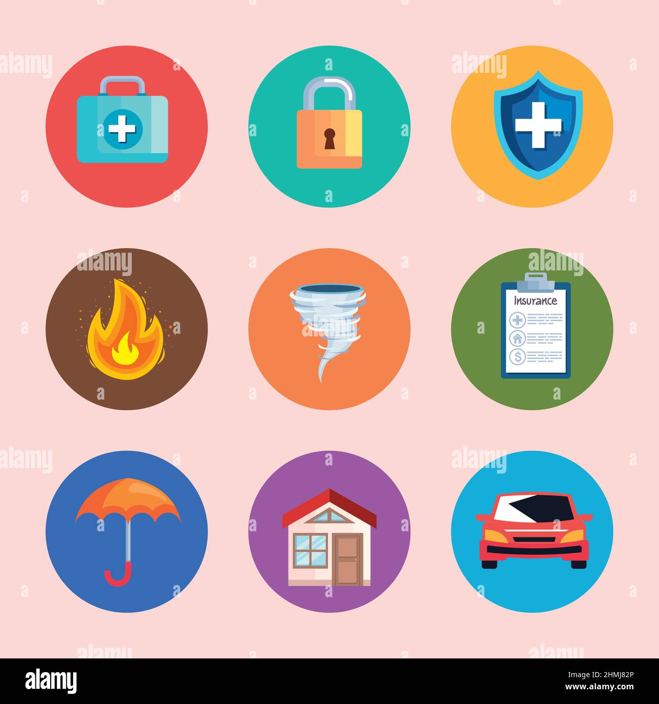 nine insurance service icons Stock Vector Image & Art - Alamy
