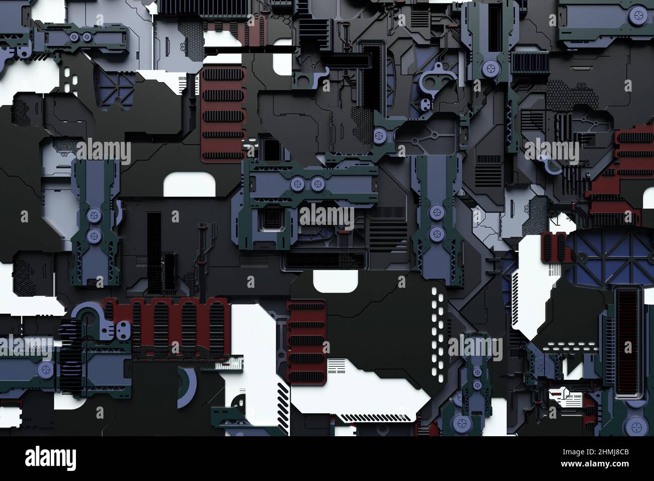 3D illustration Abstract geometric tech pattern. Grunge textured ...