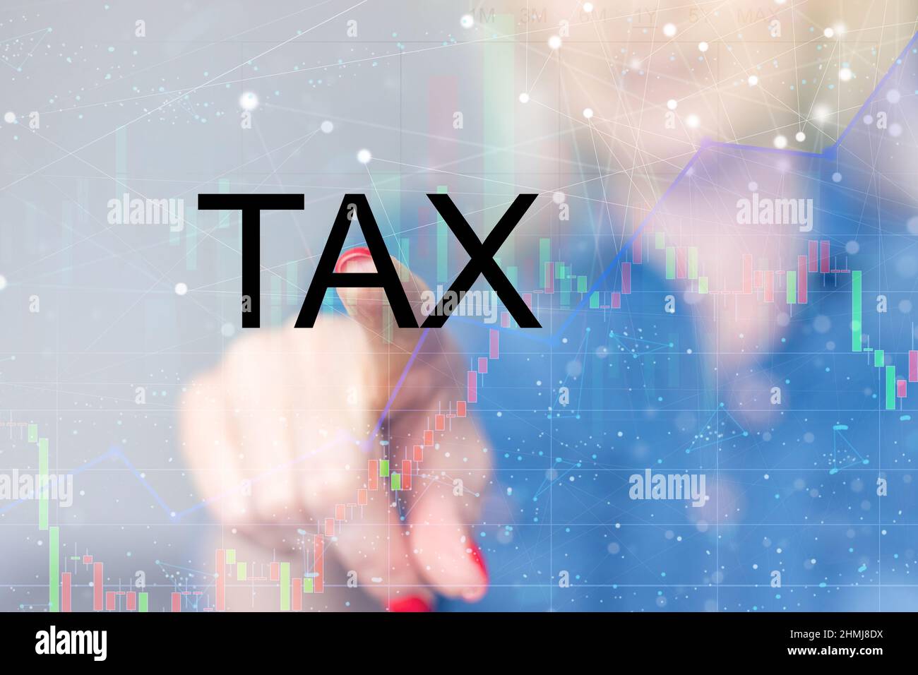 hand showing the word tax hologram Stock Photo - Alamy