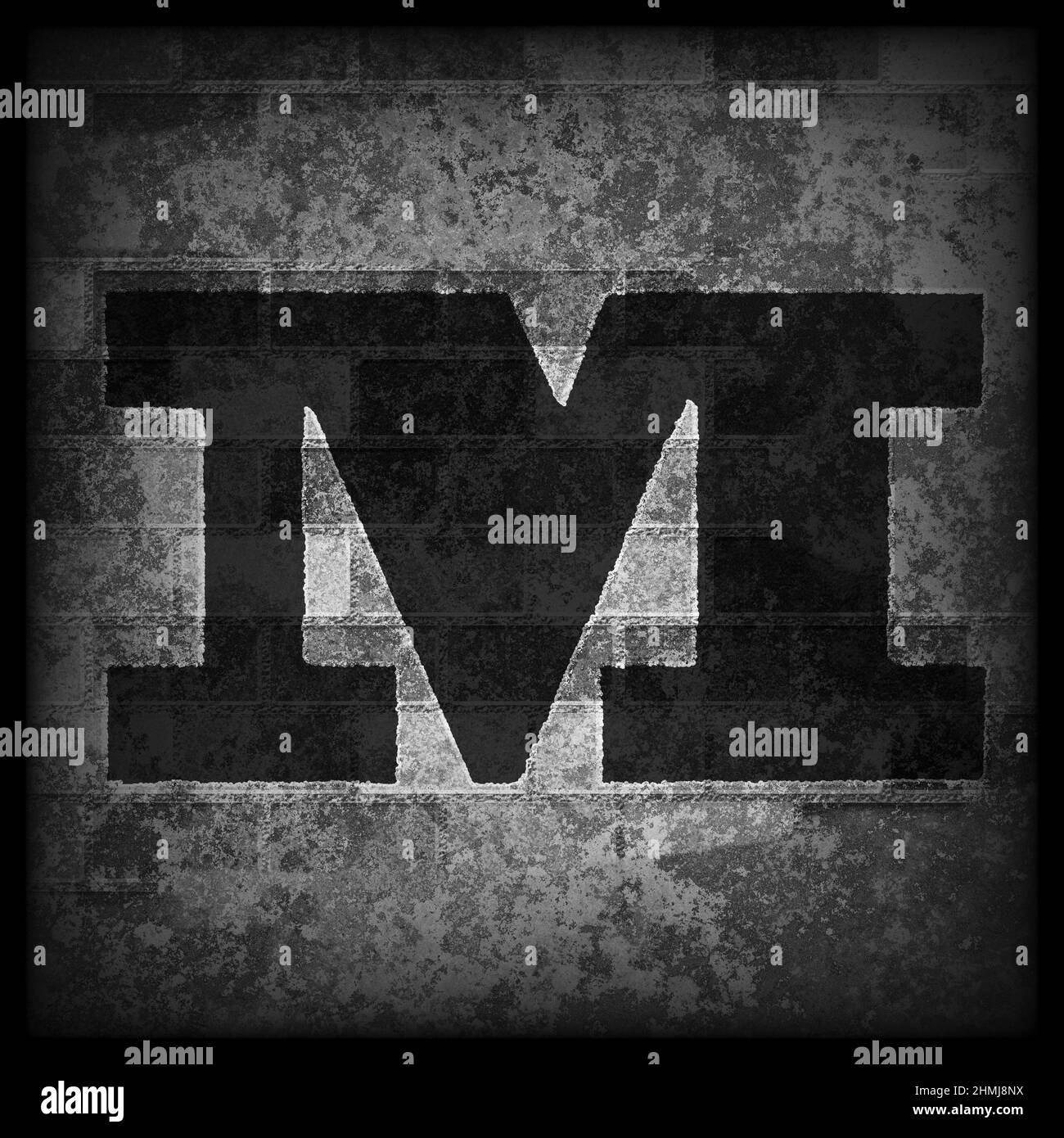 Monogram of uppercase character M , street art black Stock Photo - Alamy