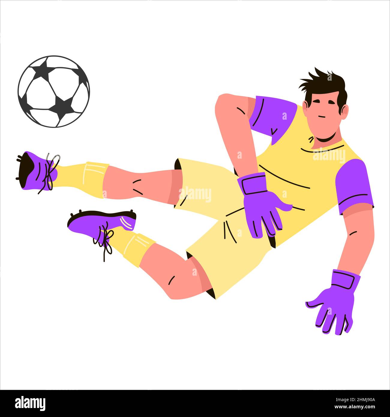 Football or soccer player, goalkeeper kicks the ball. Football ...