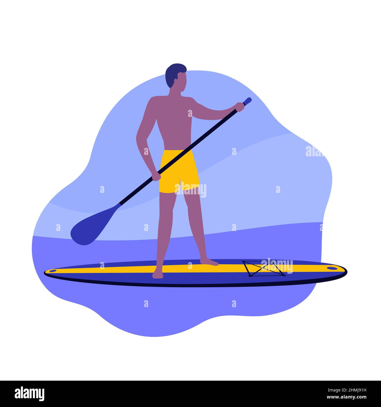 Man on a sup board with a paddle, vector art Stock Vector Image & Art - Alamy