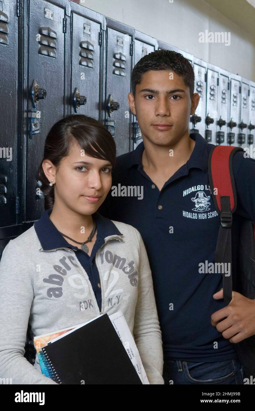 Hidalgo, Texas USA, February 26, 2007: Hidalgo Early College High School freshmen students pose ...