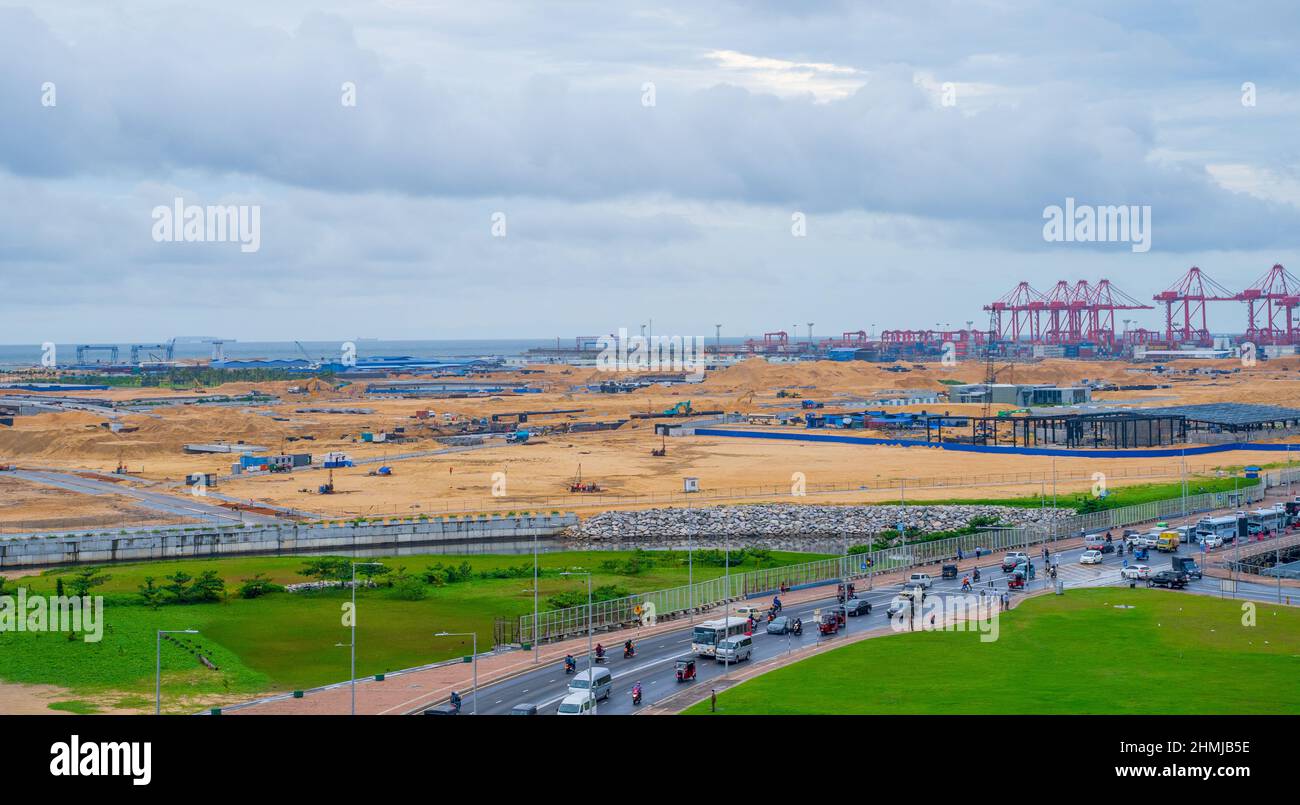 bird view of the new developing port city project in Sri Lanka Stock ...