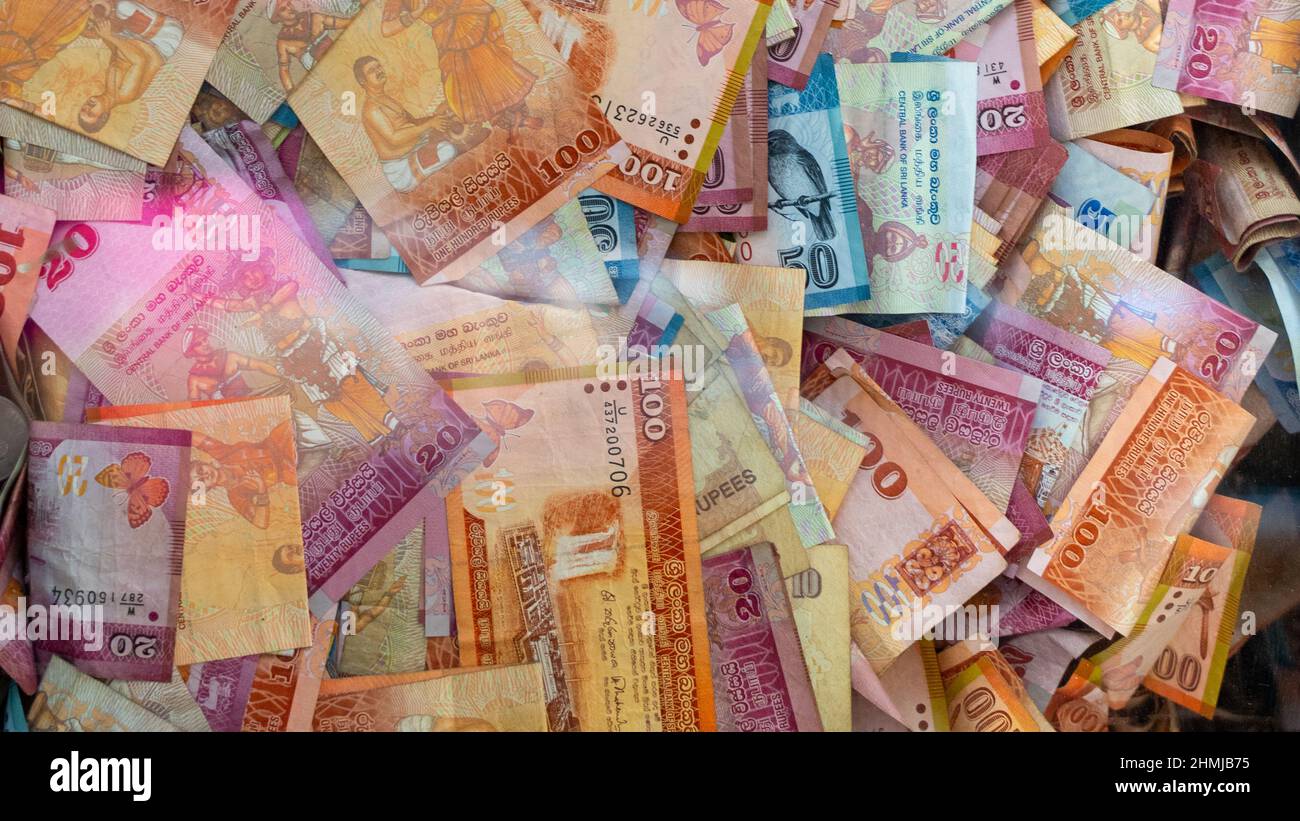 multiple Srilankan notes in a glass box Stock Photo - Alamy