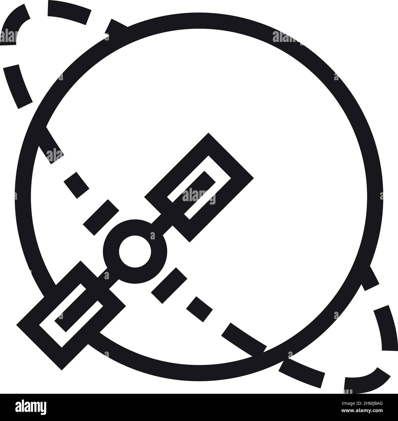 Satellite on planet orbit. Moving space station. Navigation system ...