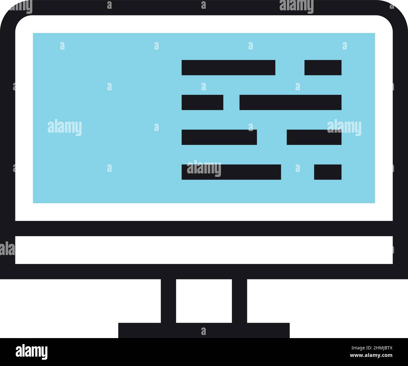 Monitor with text on screen. Digital paper work. Office job icon Stock ...