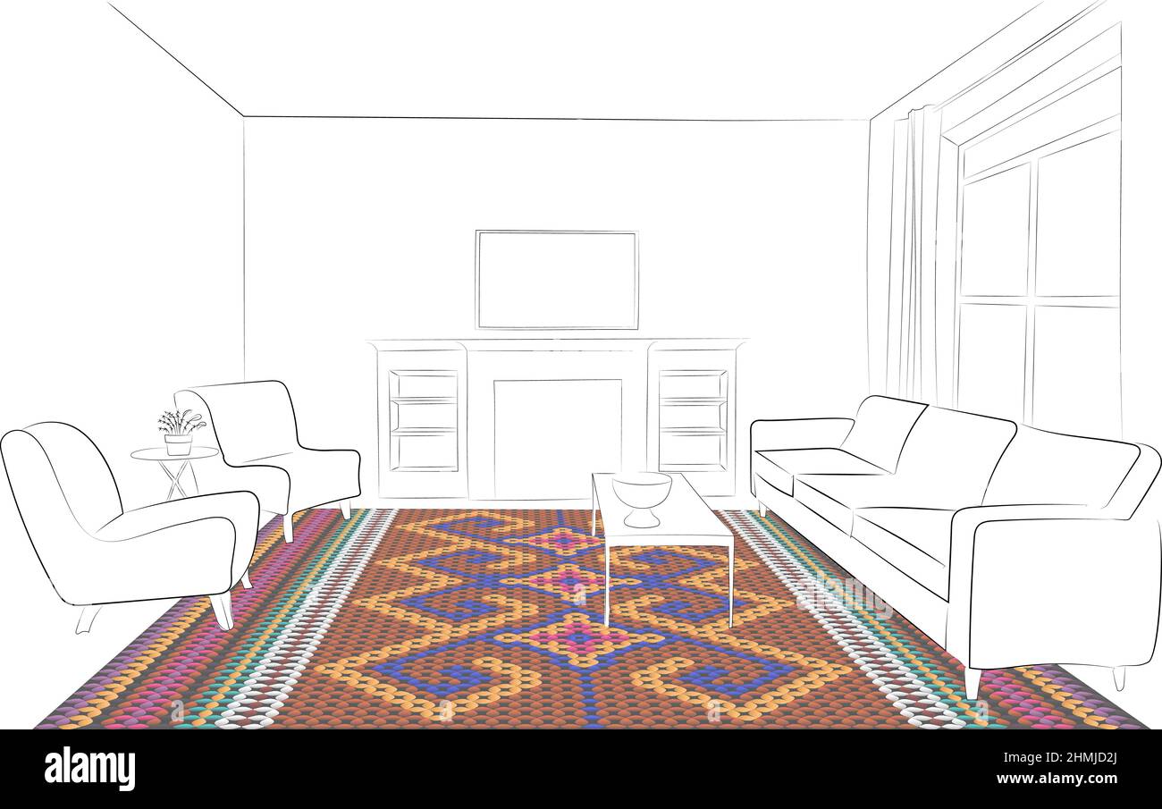 House floor plan line drawing Cut Out Stock Images & Pictures - Alamy