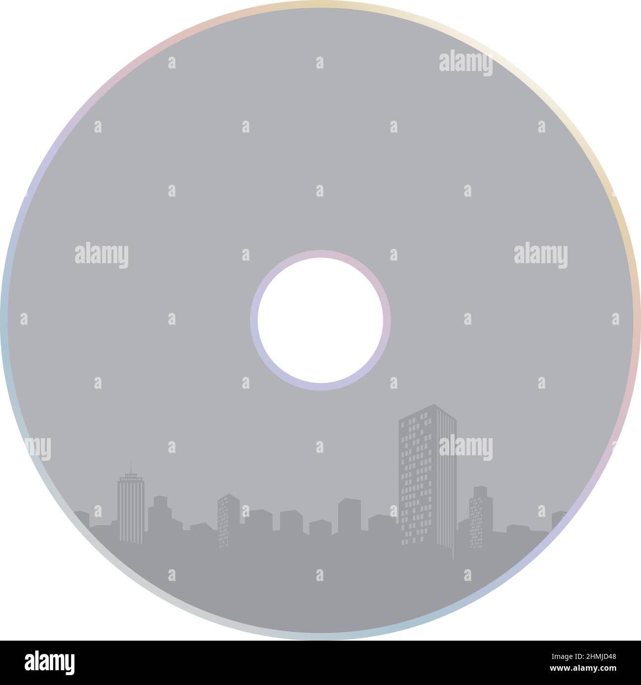 Cityscape on disc. Round shape with city silhouettes Stock Vector Image ...