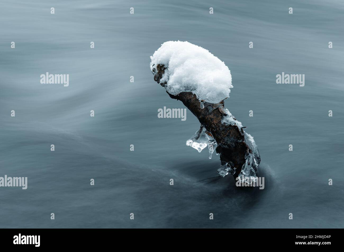 Ice on twig in water Stock Photo - Alamy