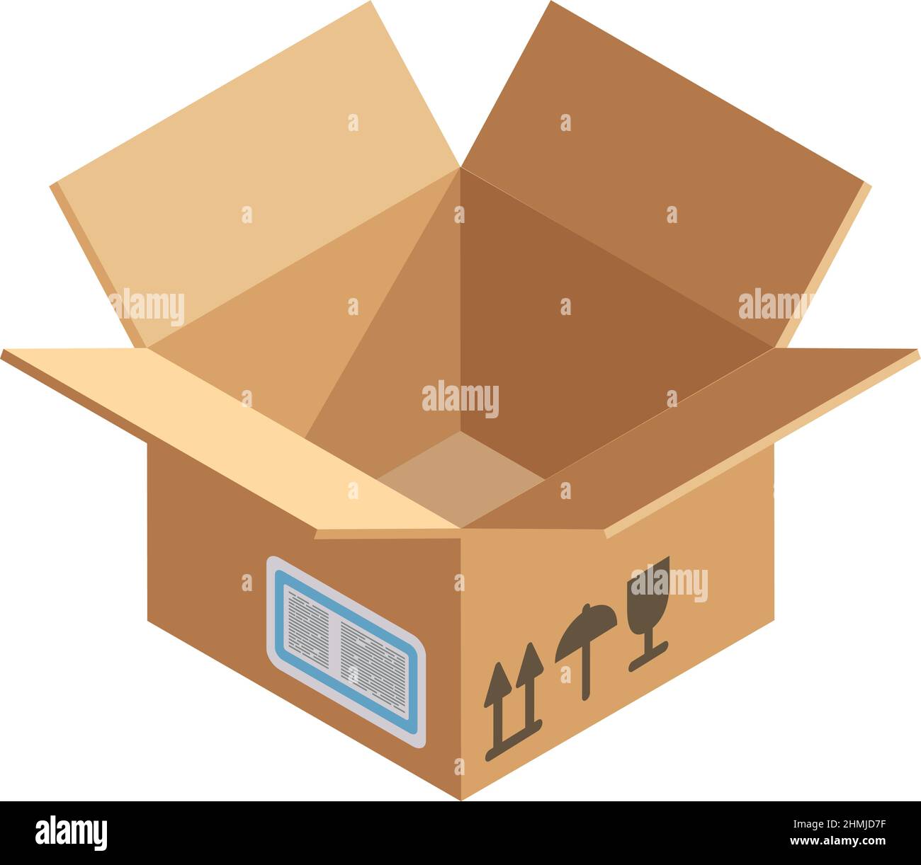 Empty delivery box. Open cardboard package icon Stock Vector Image ...