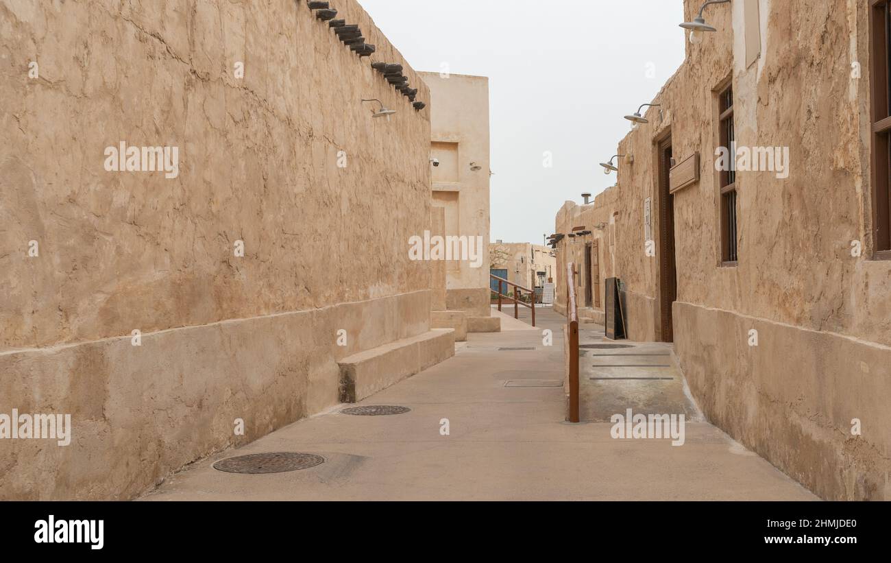 Wakrah, Qatar- January 21,2022 : Old buildings architecture in the ...