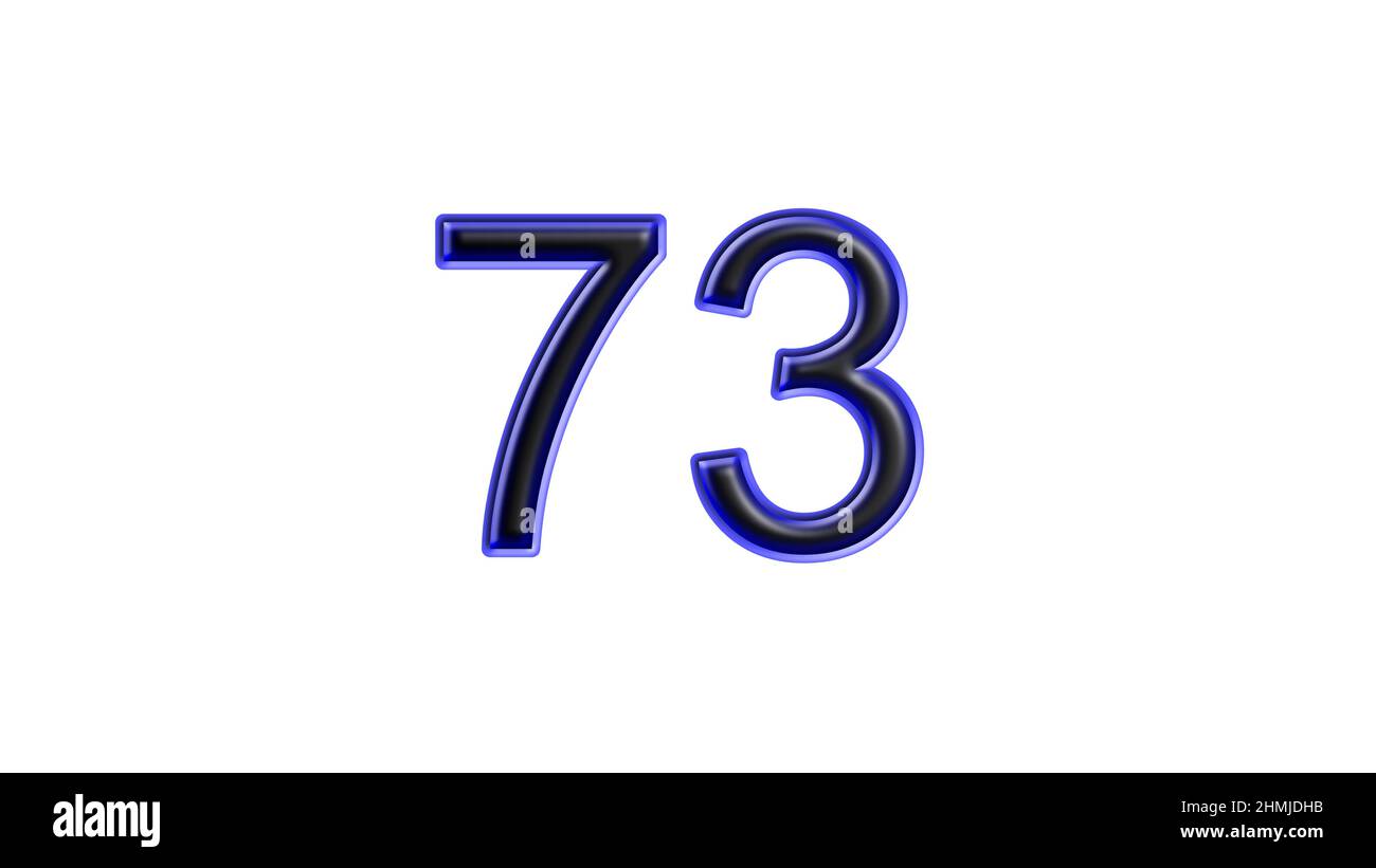 blue 73 number 3d effect white background Stock Photo - Alamy
