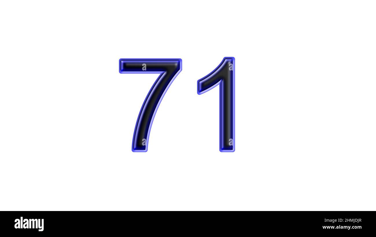 blue 71 number 3d effect white background Stock Photo - Alamy