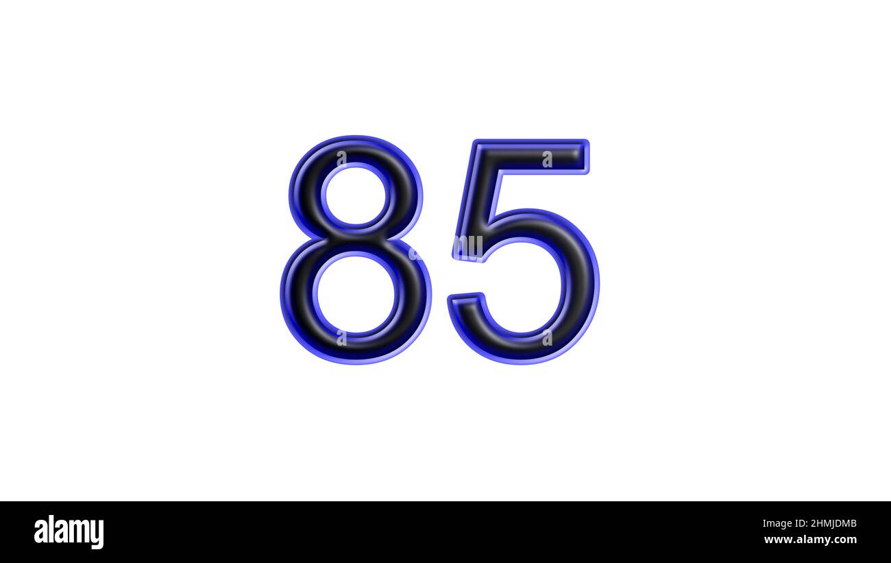 blue 85 number 3d effect white background Stock Photo - Alamy